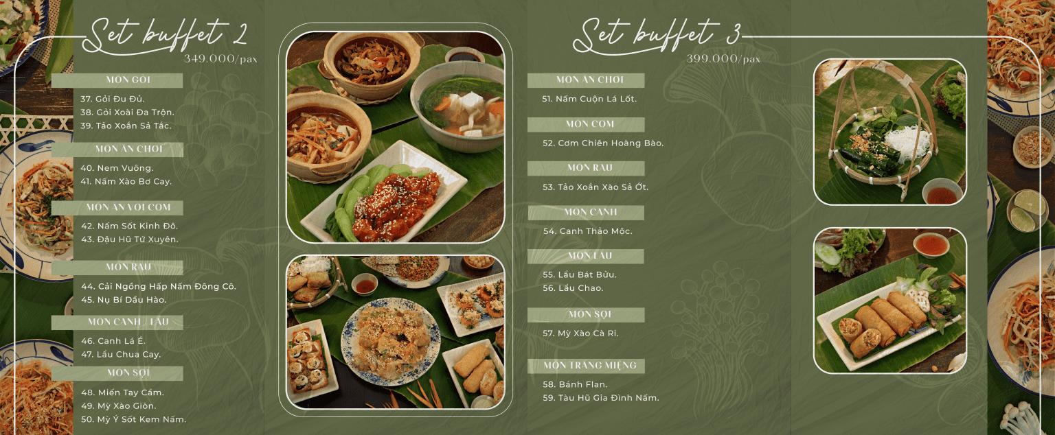 MENU BUFFET - Nấm Vegetarian Bistro